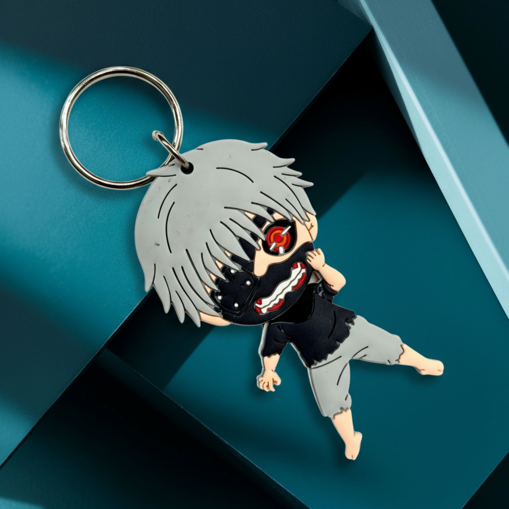 Tokyo Ghoul Kaneki Rubber Keychain – Black/White | 3D Anime Keychain ...