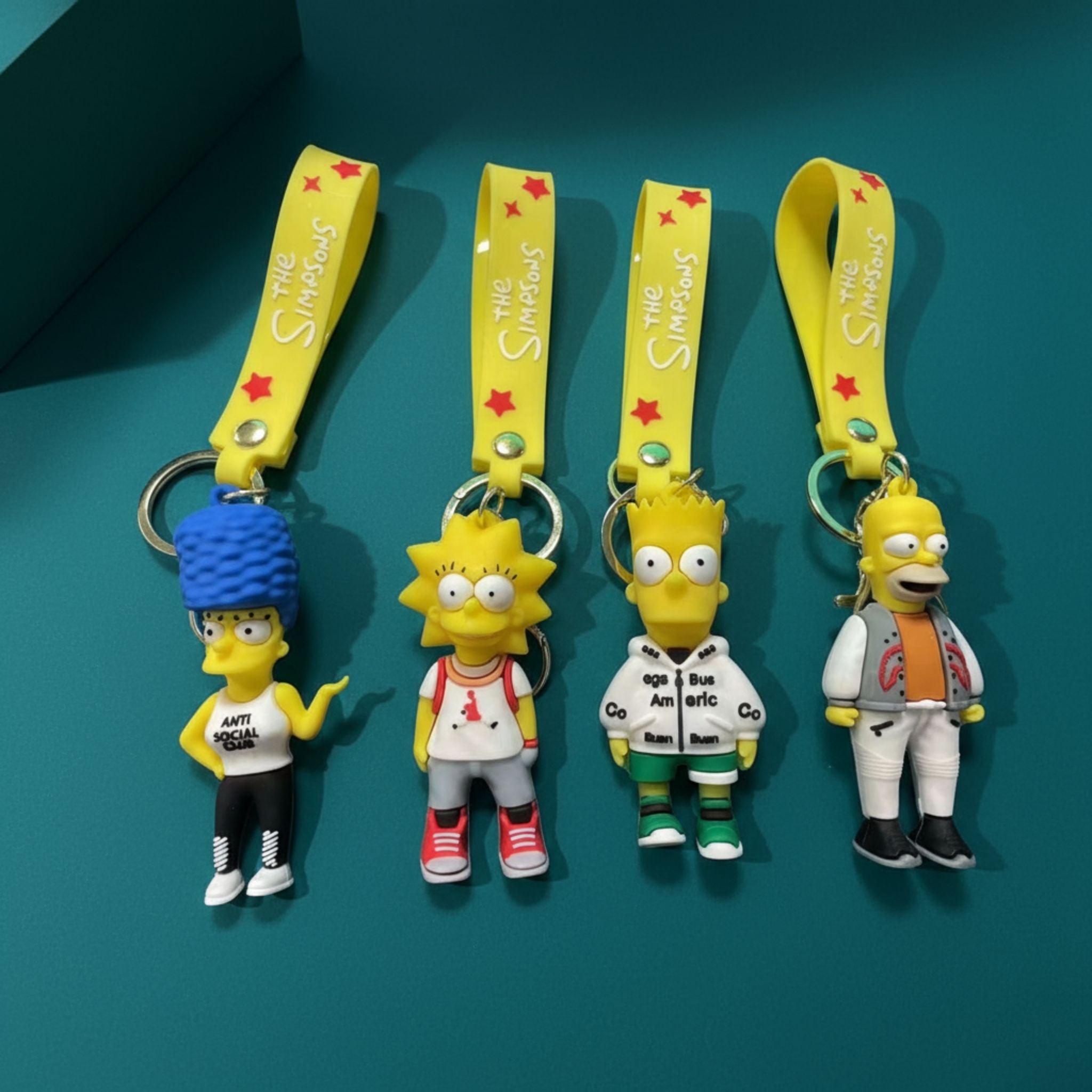 The Simpsons Silicone Keychain with Strap – Marge / Lisa / Bart / Home ...